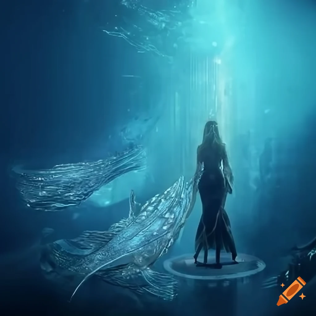 Futuristic city exploring a magical underwater world and encountering a ...