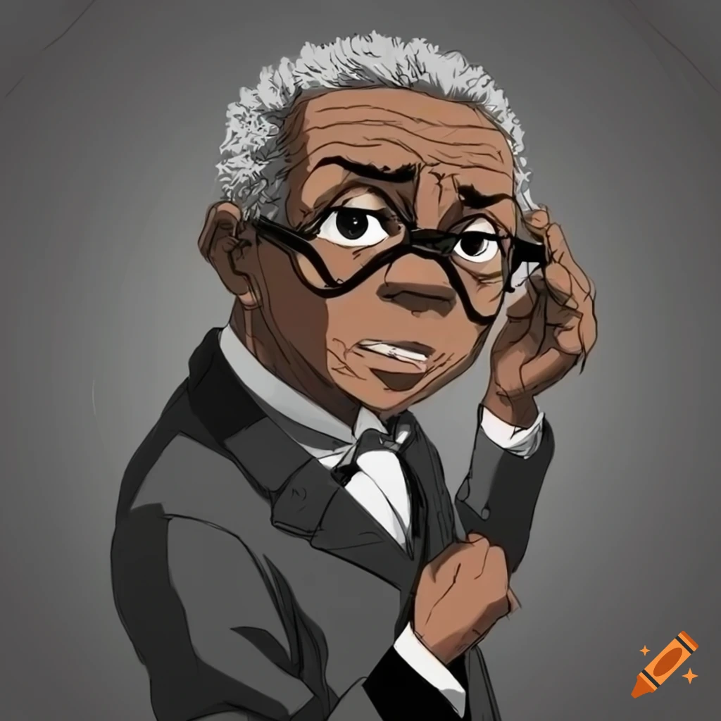 Elderly man with glasses and tuxedo in boondocks style on Craiyon