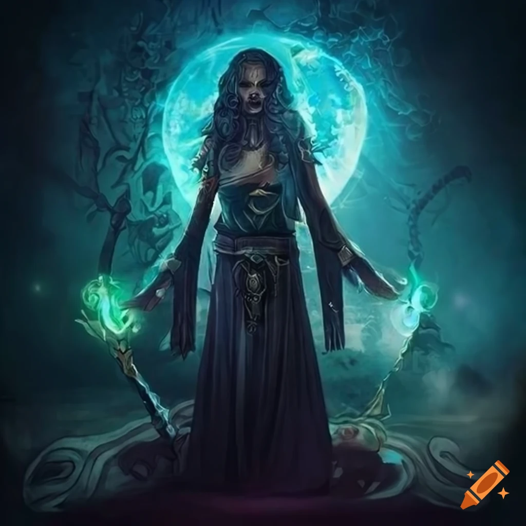 Fantasy illustration of a mage with intricate tattoos on Craiyon