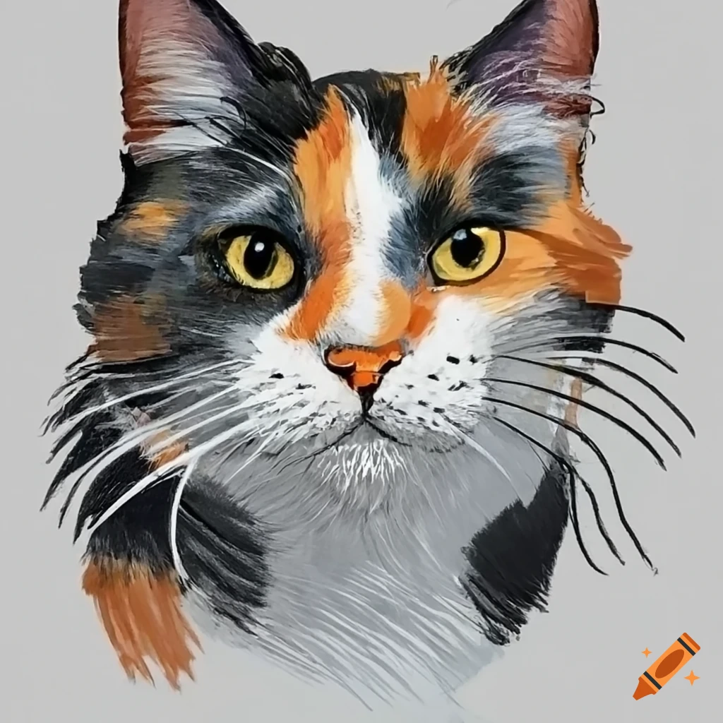 Portrait of a pretty calico cat on Craiyon
