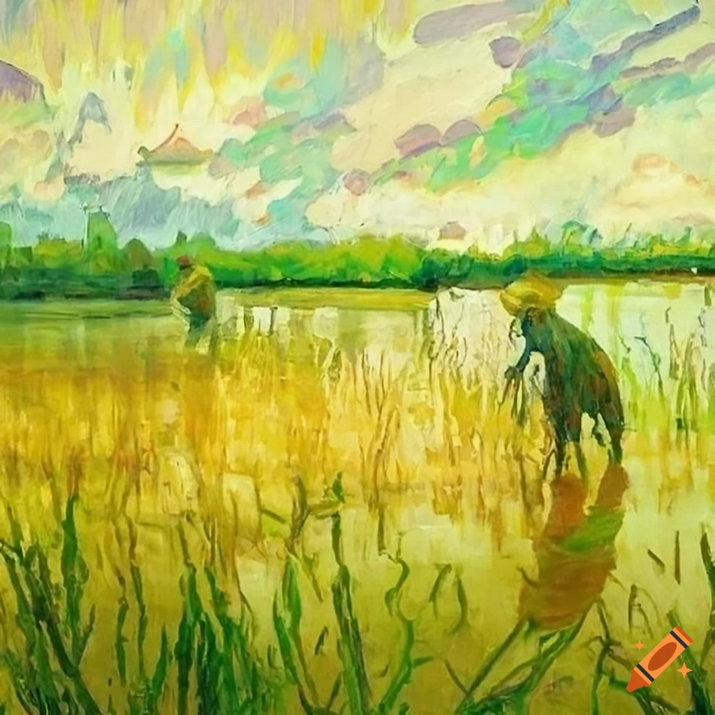 Impressionist painting of philippine rice fields on Craiyon