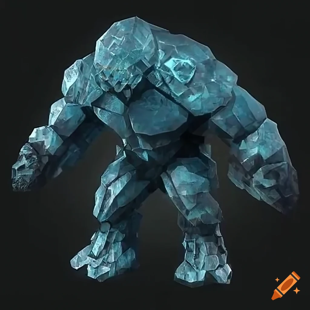 Realistic crystal golem sculpture on Craiyon
