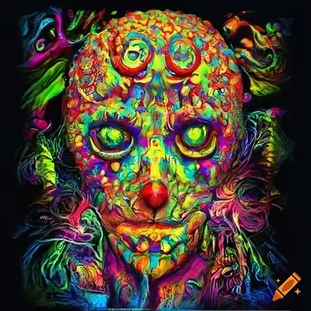 Abstract psychedelic art with mushroom concept on Craiyon