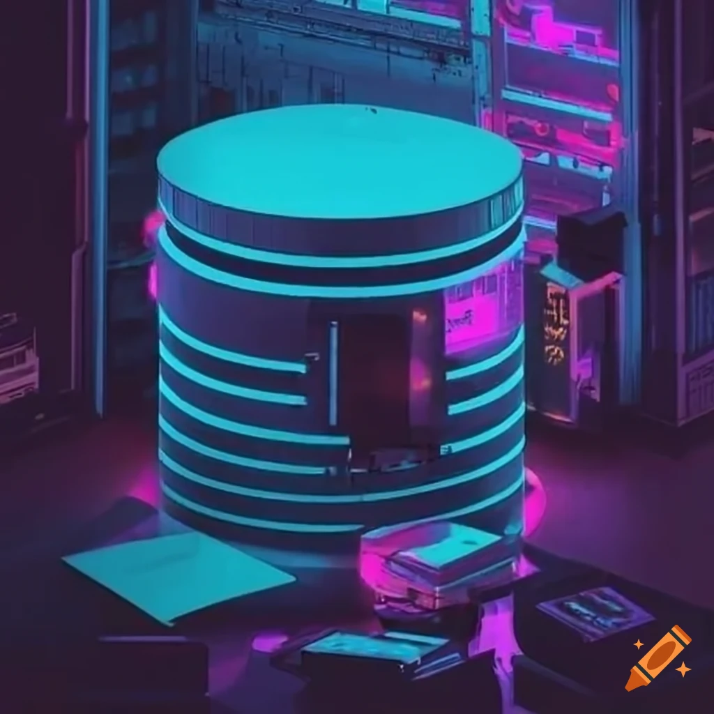 Database sending letter envelope to another database in cyberpunk style ...