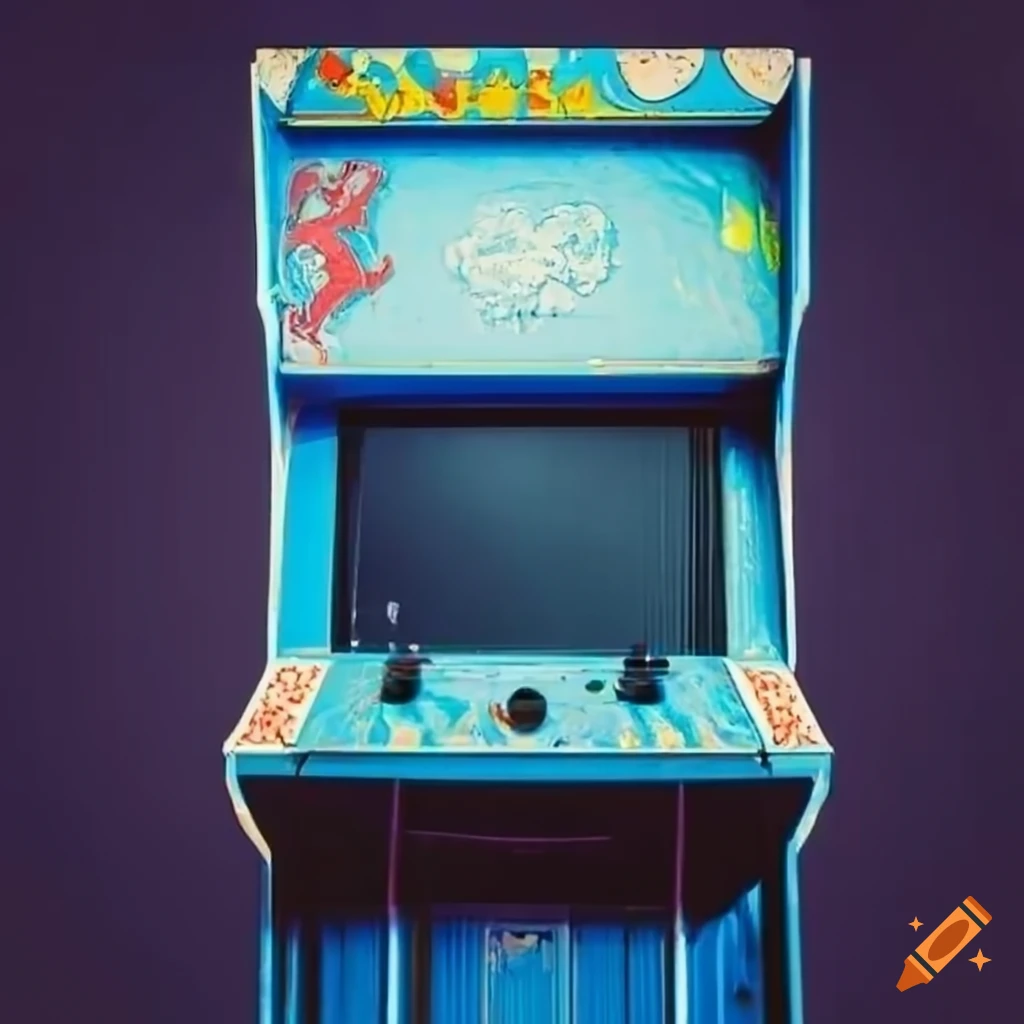 Close up of a cathodic screen on a vintage arcade cabinet on Craiyon