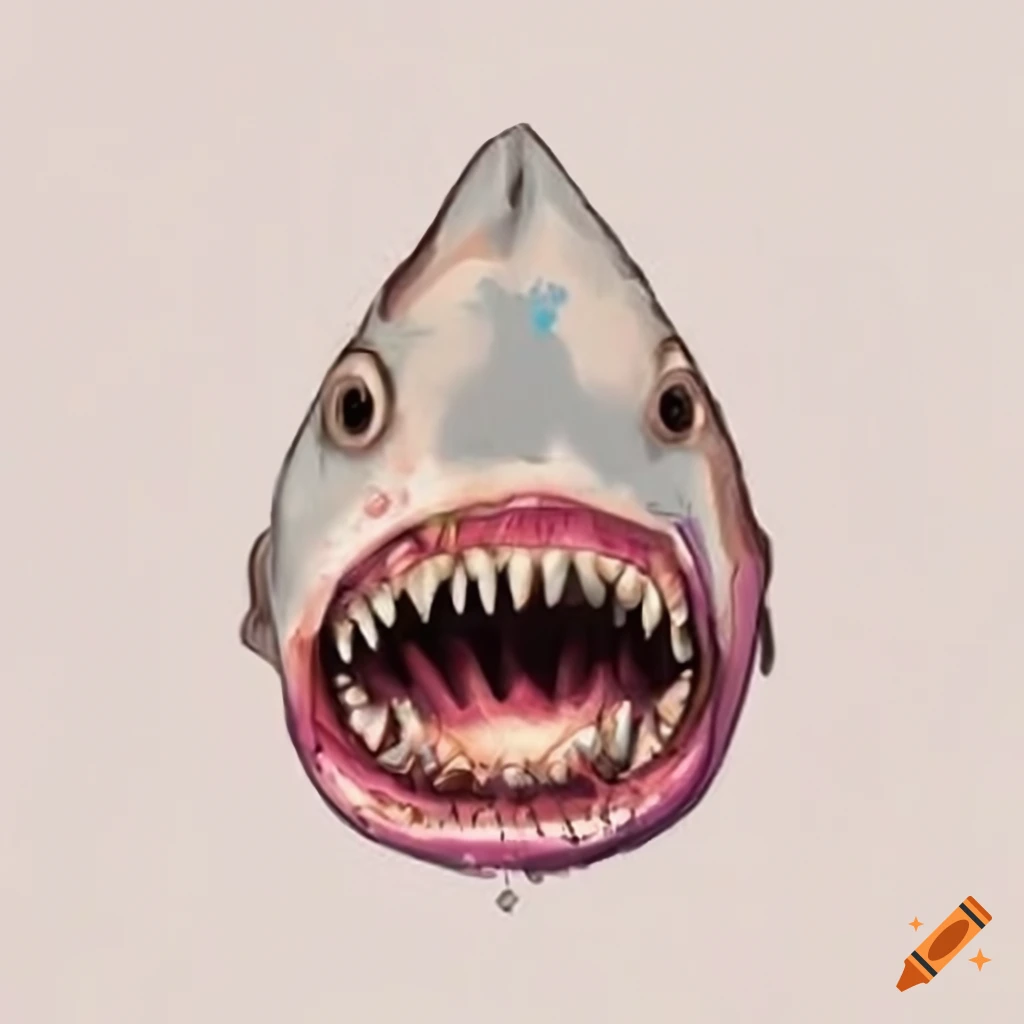 Rusty shark teeth with hooded denim vest on white background on Craiyon