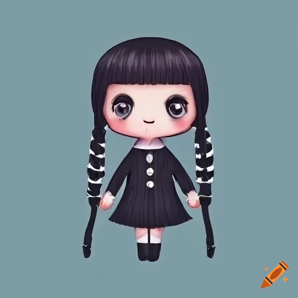 Kawaii Wednesday Addams character on Craiyon