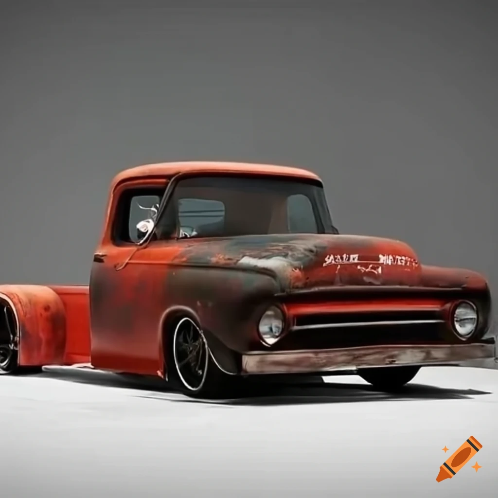Custom diesel dually wide body 1956 ford f100 in a racing theme on Craiyon