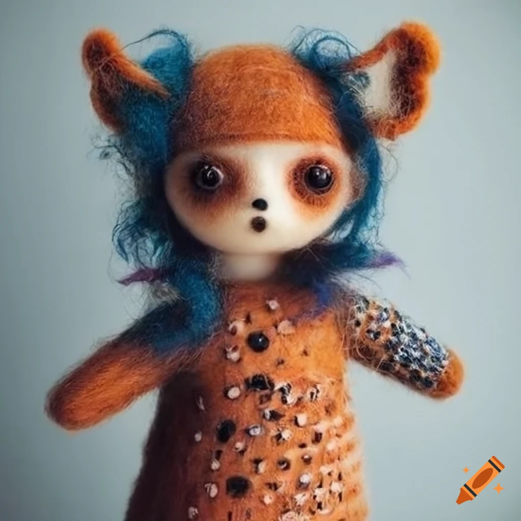 Stylish felted wool creatures in designer wool clothing on Craiyon