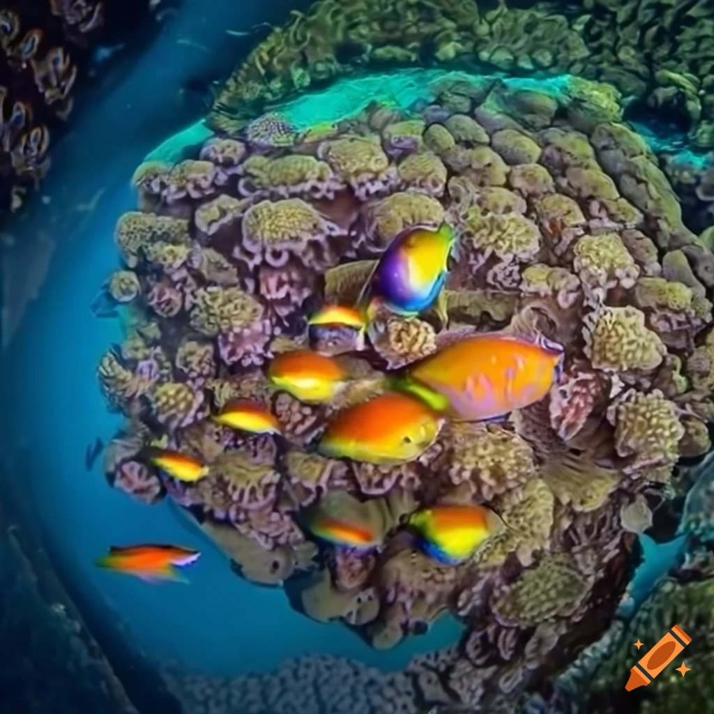 Group of fish in mesmerizing underwater micro photography on Craiyon
