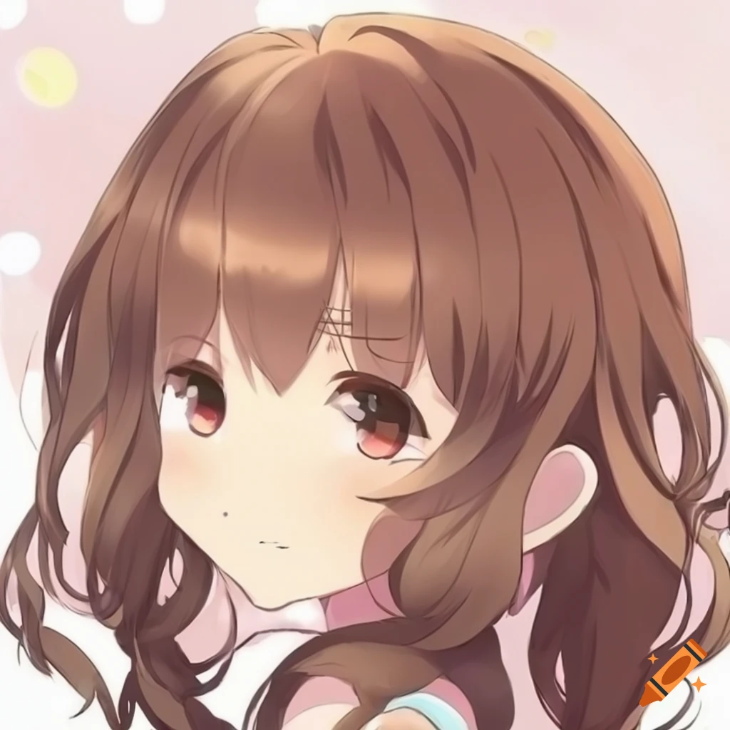 Brown hair anime chibi girl character on Craiyon