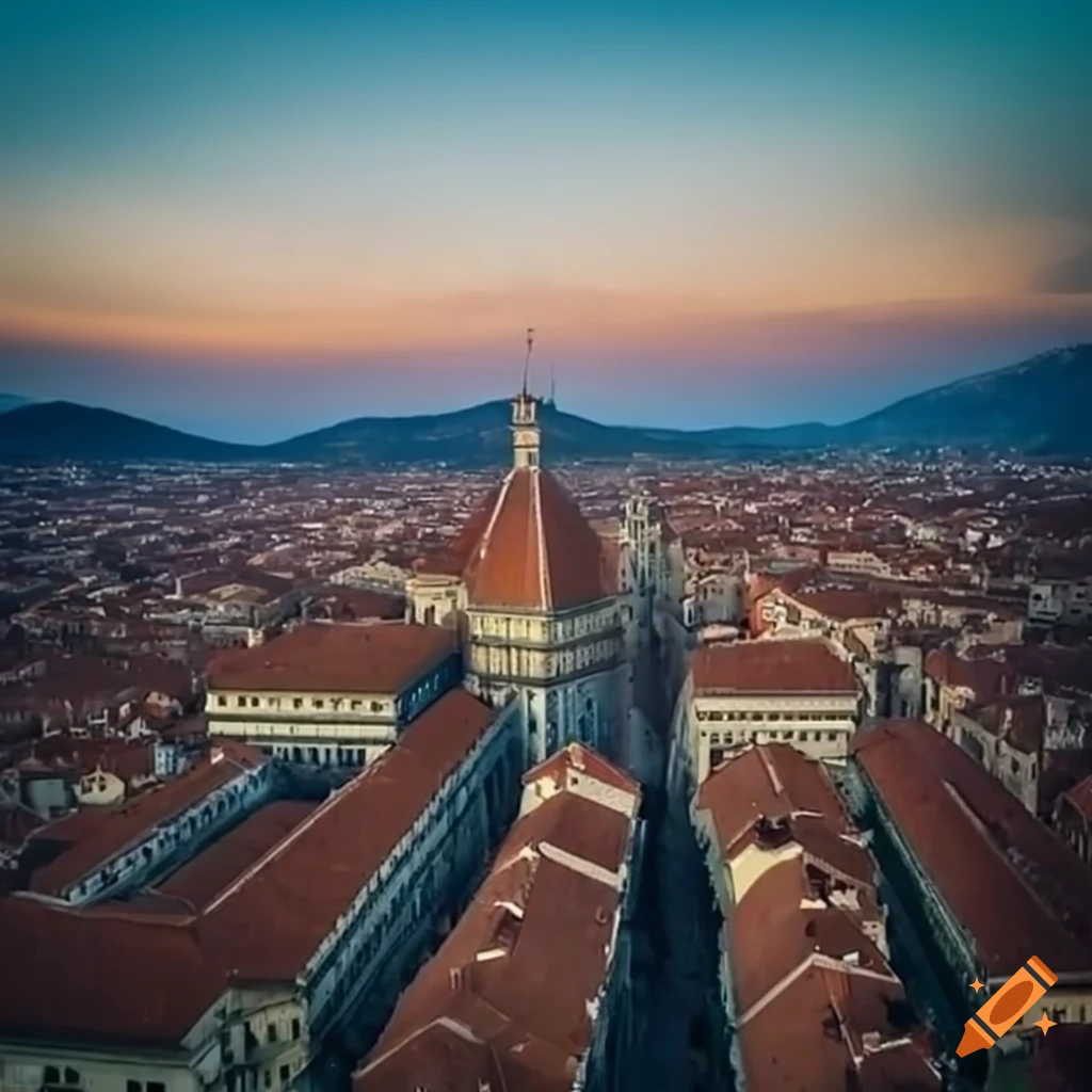 Aerial view of florence cityscape on Craiyon