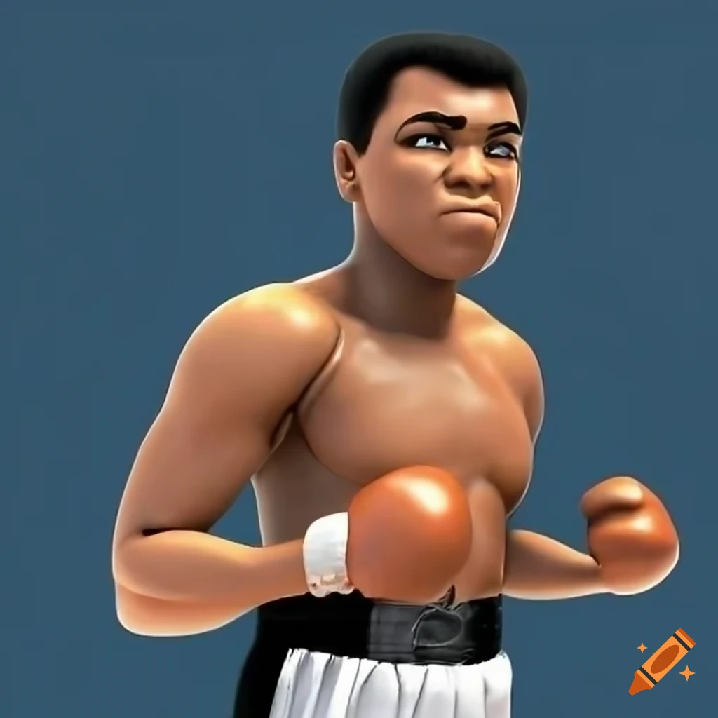 Animated 3d character of muhammad ali on Craiyon