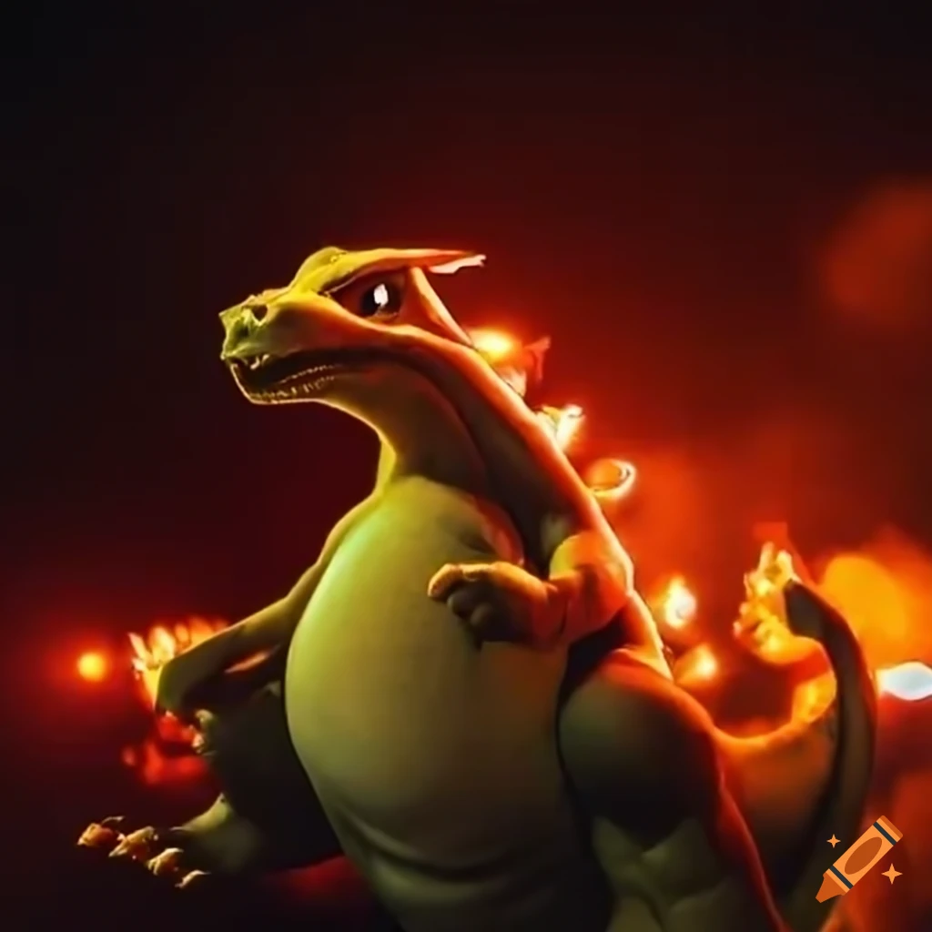 Charizard and Godzilla performing for the crowd on Craiyon