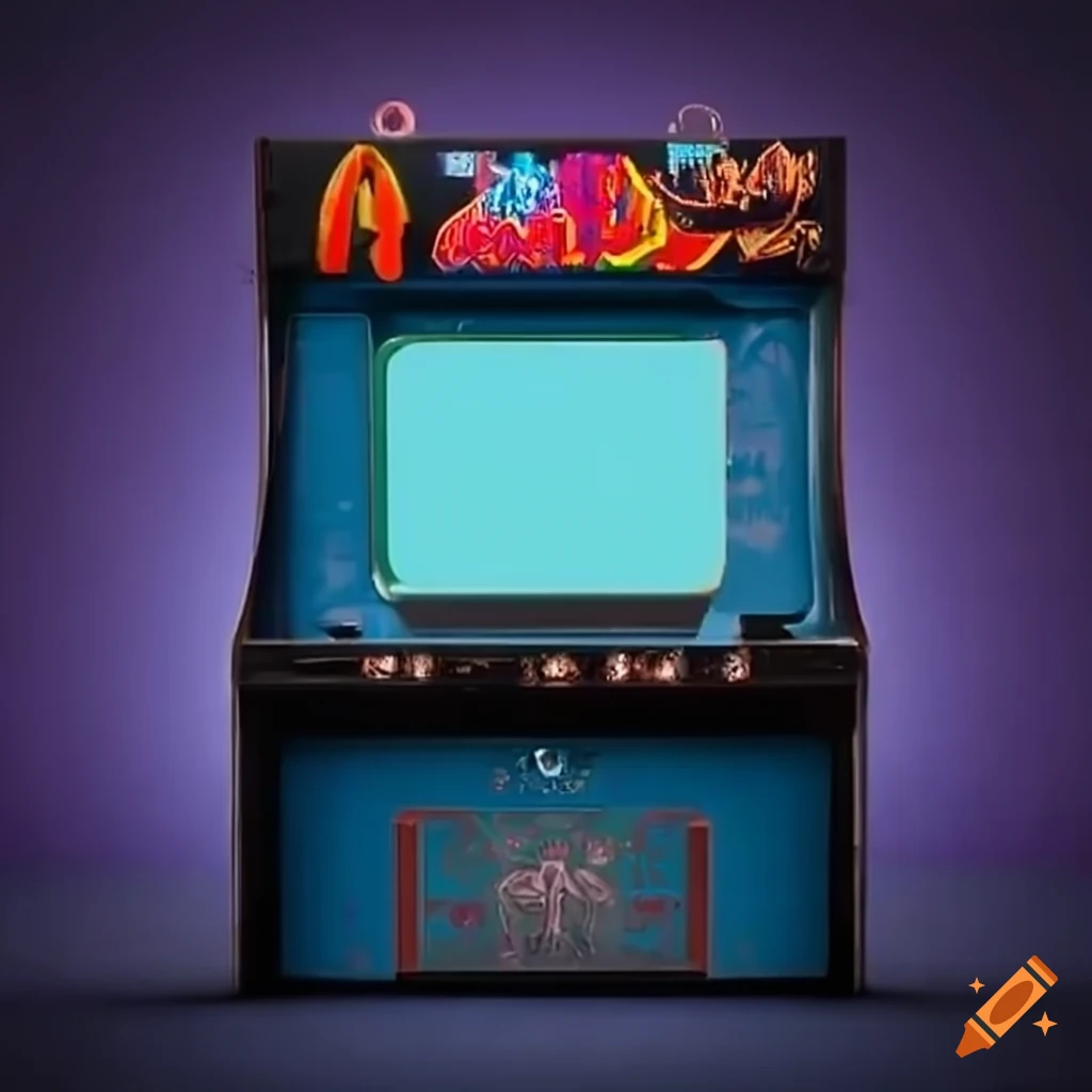 Old square tv screen on an arcade cabinet on Craiyon