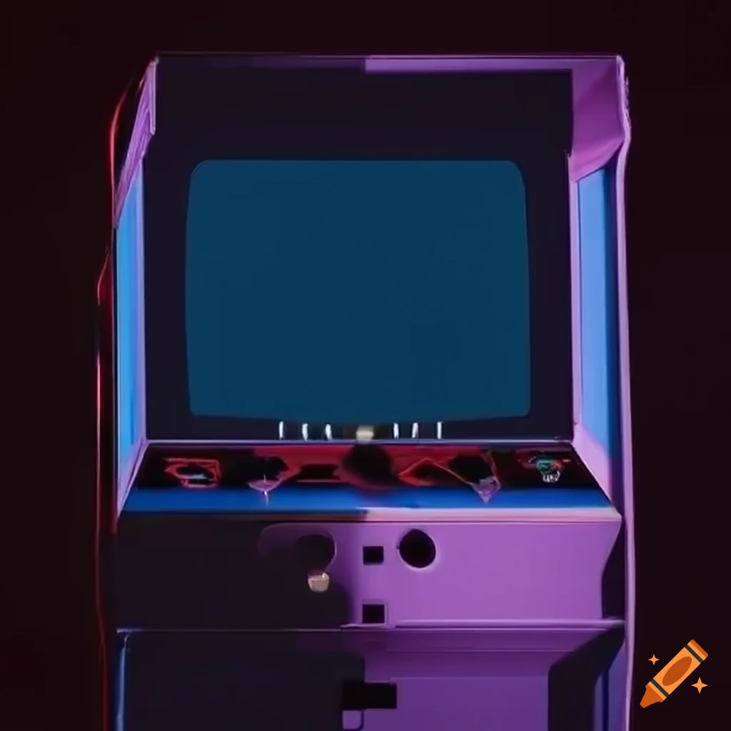 Close up of a cathodic screen of an arcade video game cabinet on Craiyon