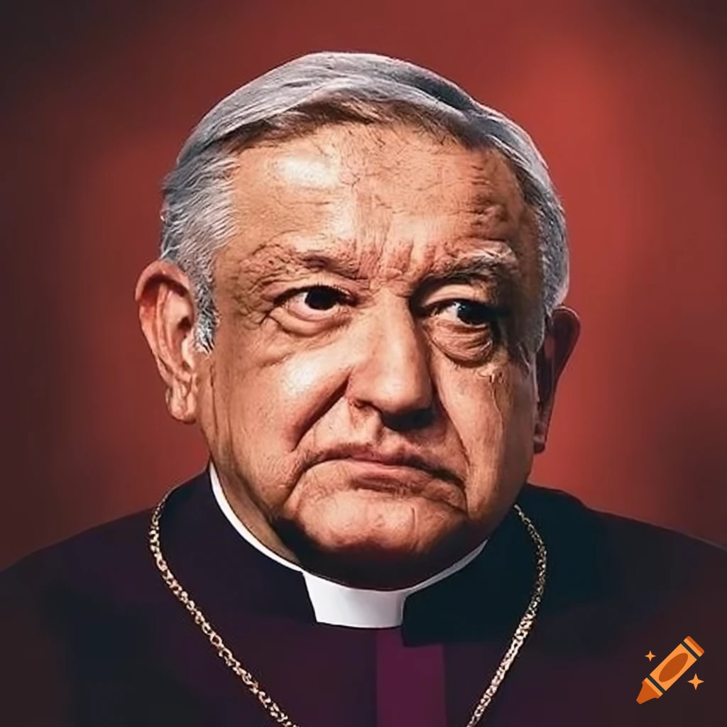 Satirical image of a bishop with amlo's face on Craiyon