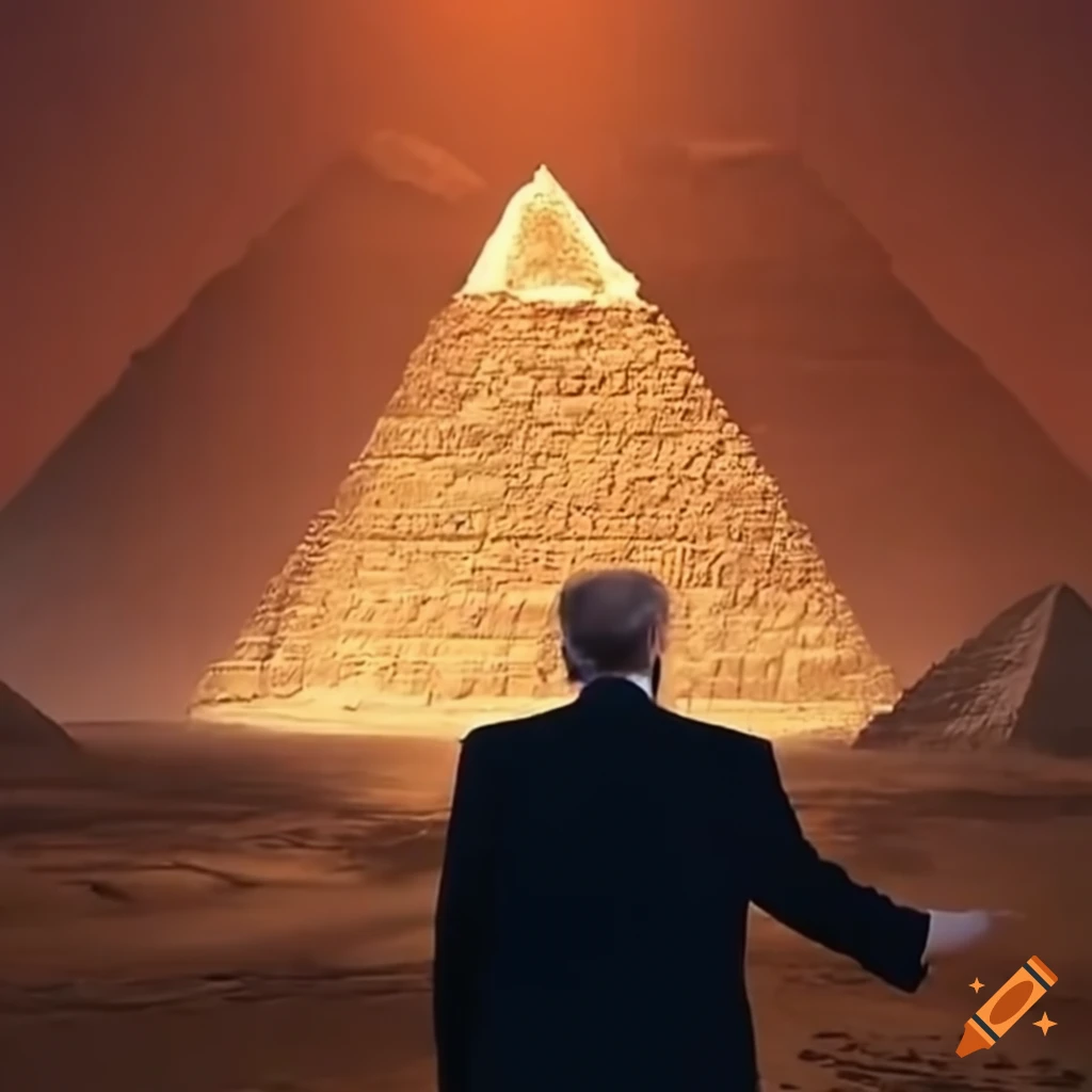 Man standing in front of the great pyramids on Craiyon