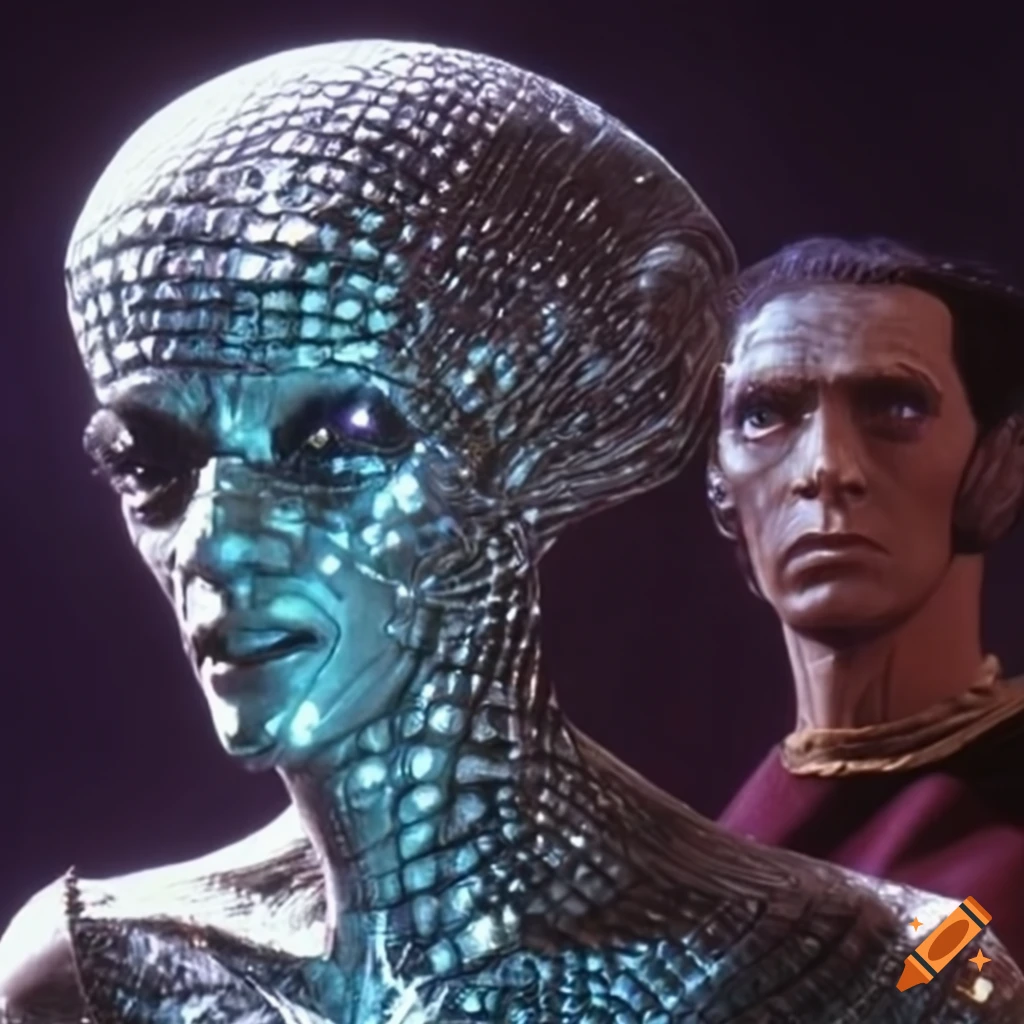 Giant aliens in silver mosaic robes and veils from star trek original ...