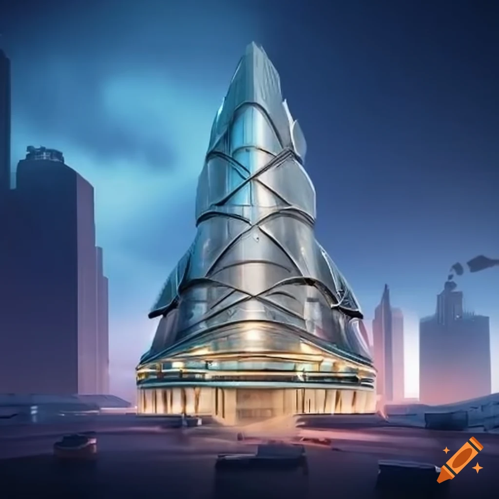 Futuristic bank building on Craiyon