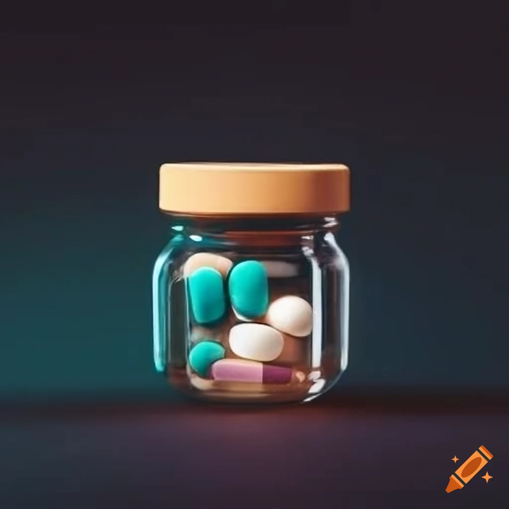 Jar of medicine pills on Craiyon