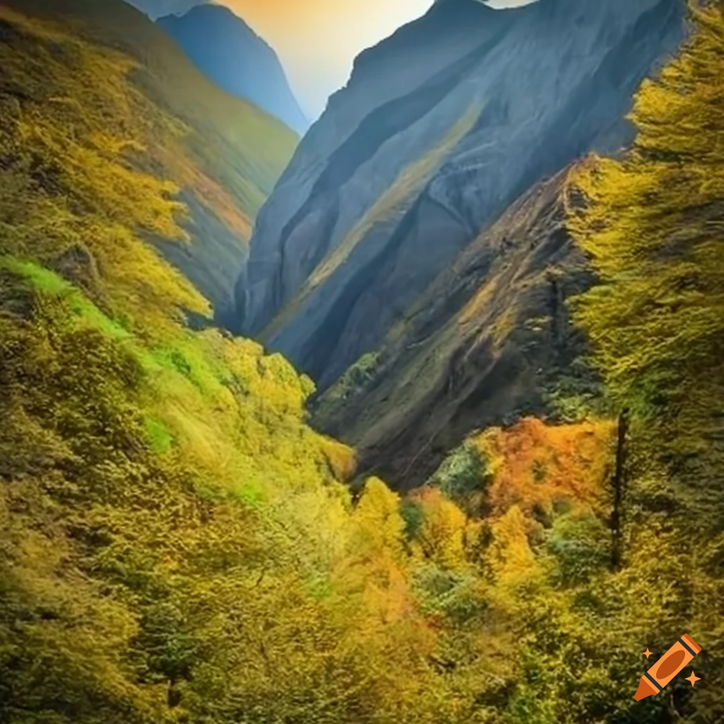 Mountain landscape view on Craiyon