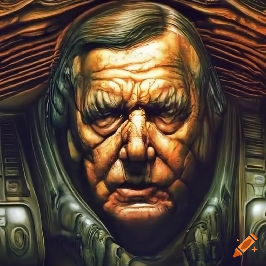 Sci-fi illustration of a person in an alien biomechanical environment ...