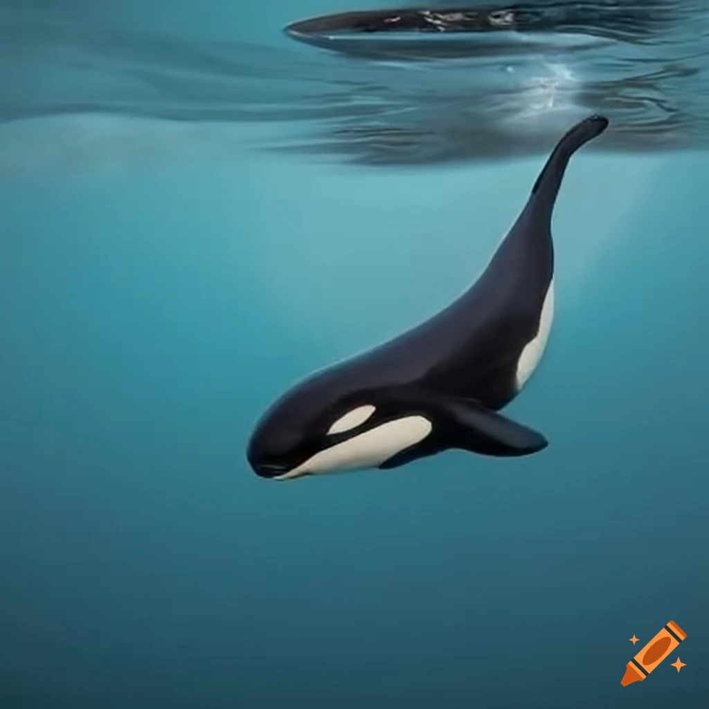 Orca with falling coins on Craiyon