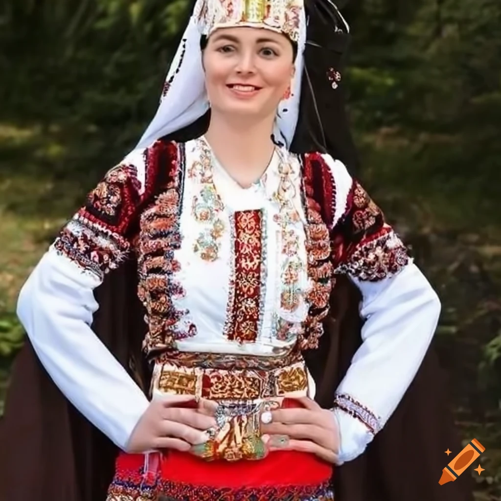 Person wearing traditional serbian clothing from peć city on Craiyon