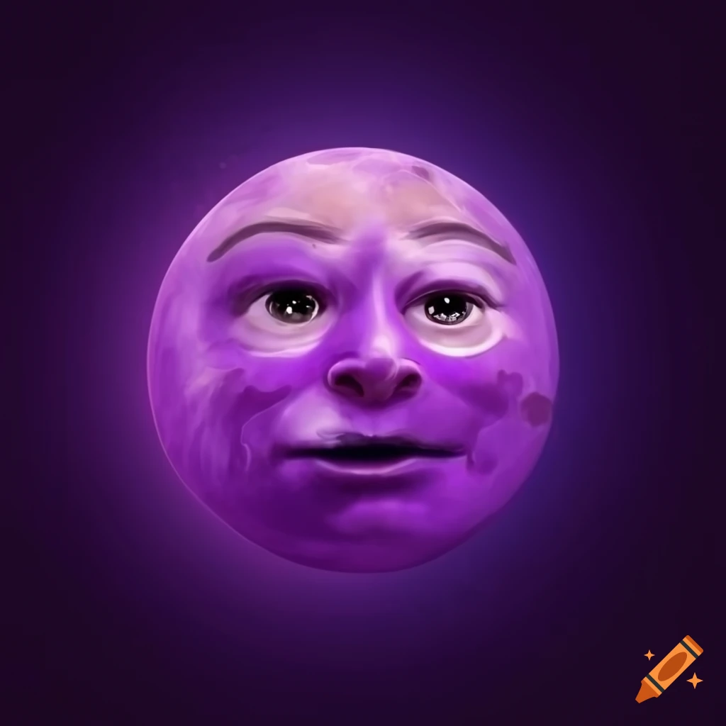 Purple moon with a face on Craiyon
