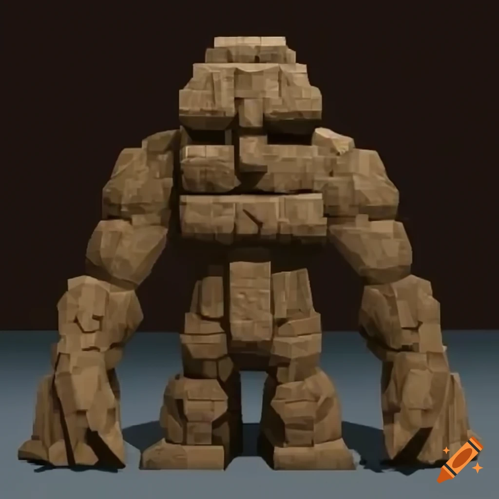 Simplistic stone golem with aztec inspiration on Craiyon