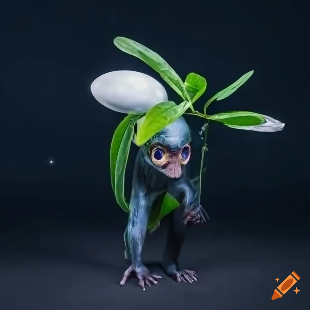 Alien flower monkey and flying aliens in an organic ufo in space on Craiyon