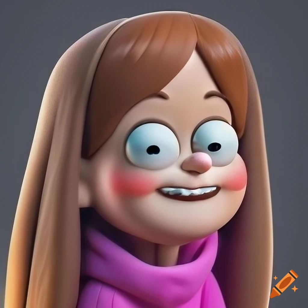 Mabel pines portrait in high-resolution with symbol morph on Craiyon