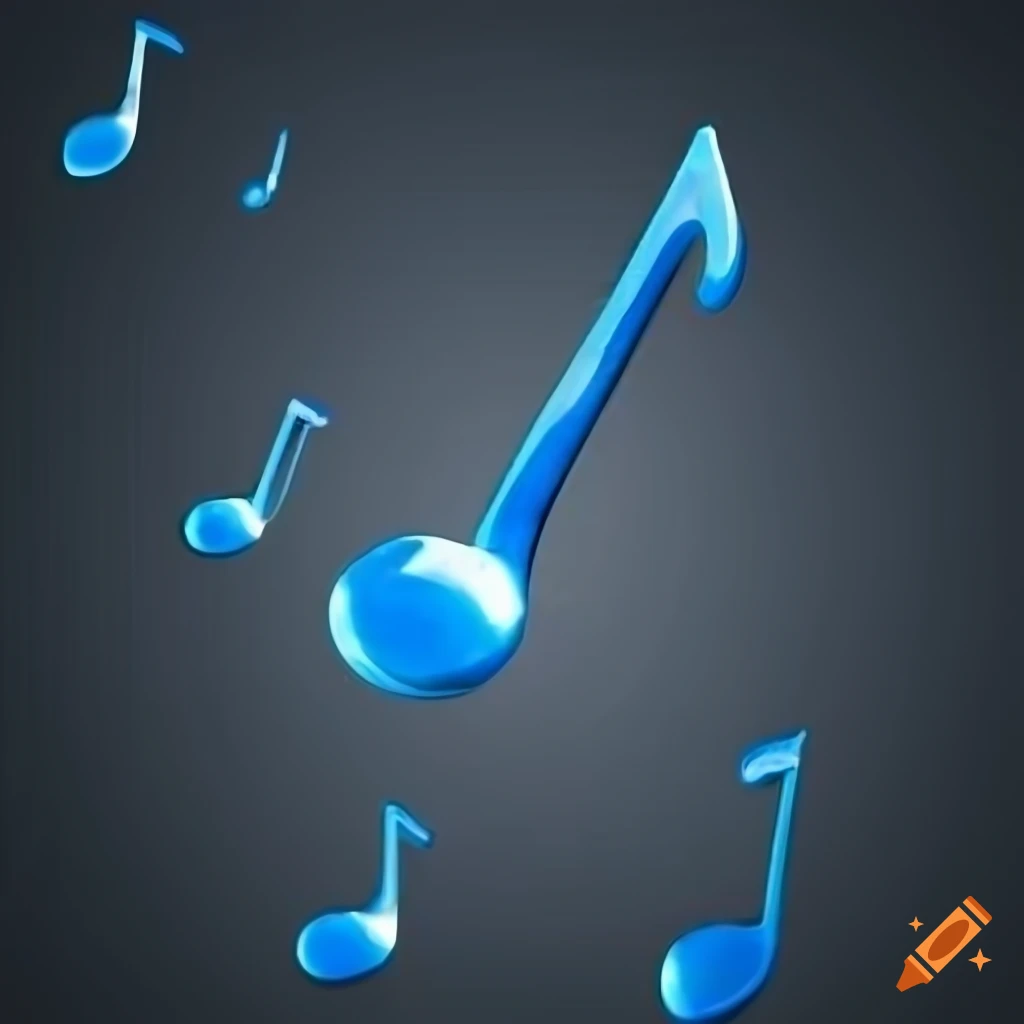 Blue musical notes floating in the darkness on Craiyon