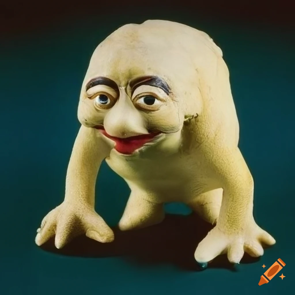 Colorful 1980s rubber puppet creature on Craiyon