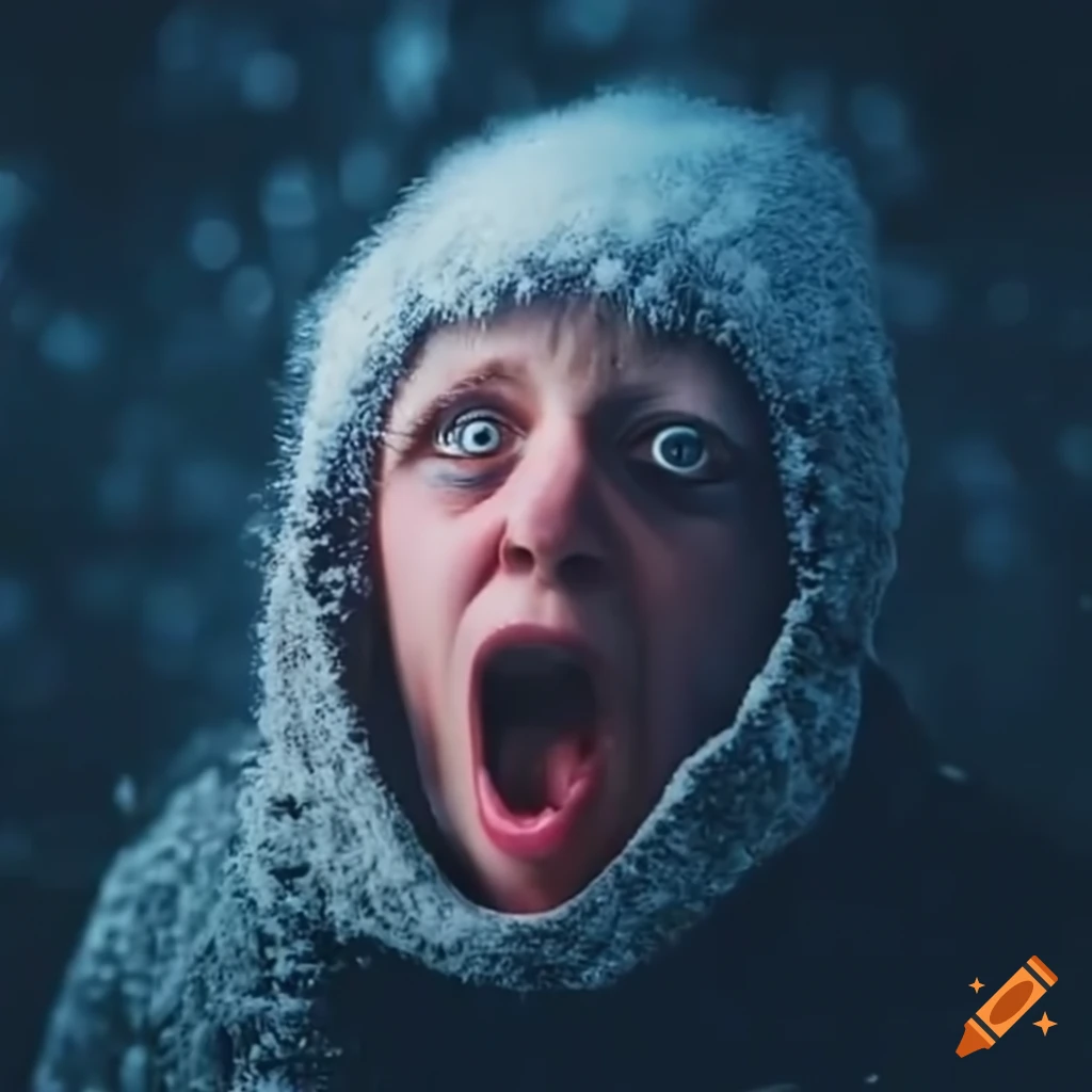 British person scared of snow on Craiyon