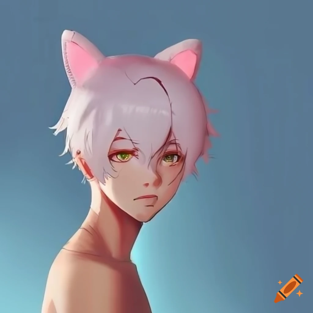 Neko boy with giant inflatable cat ears on Craiyon