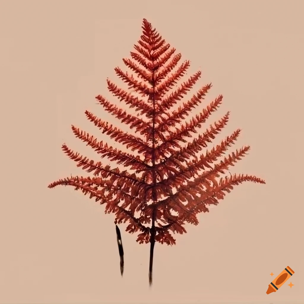 Red fern on light beige background on Craiyon