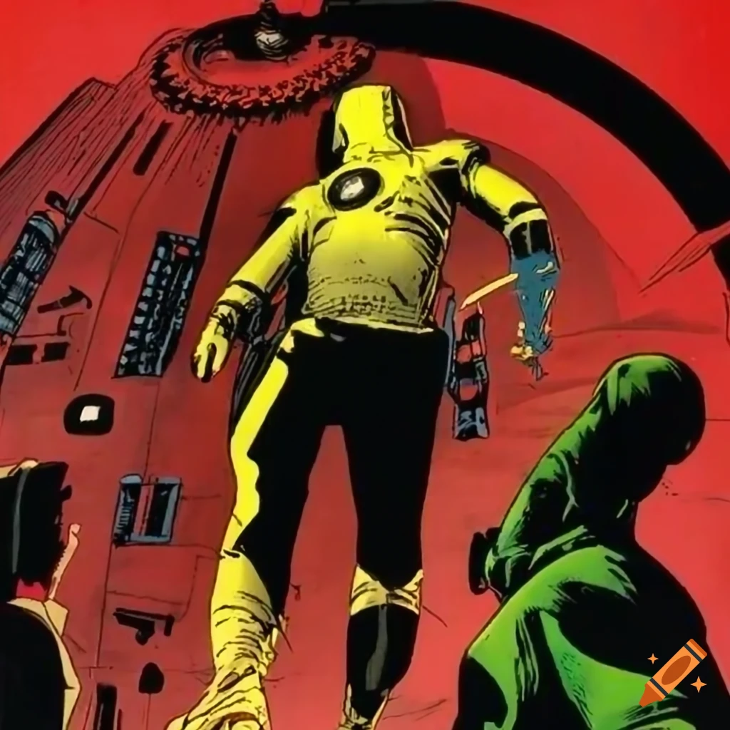 Vintage sci-fi comic book illustration of a machine from the 50s on Craiyon