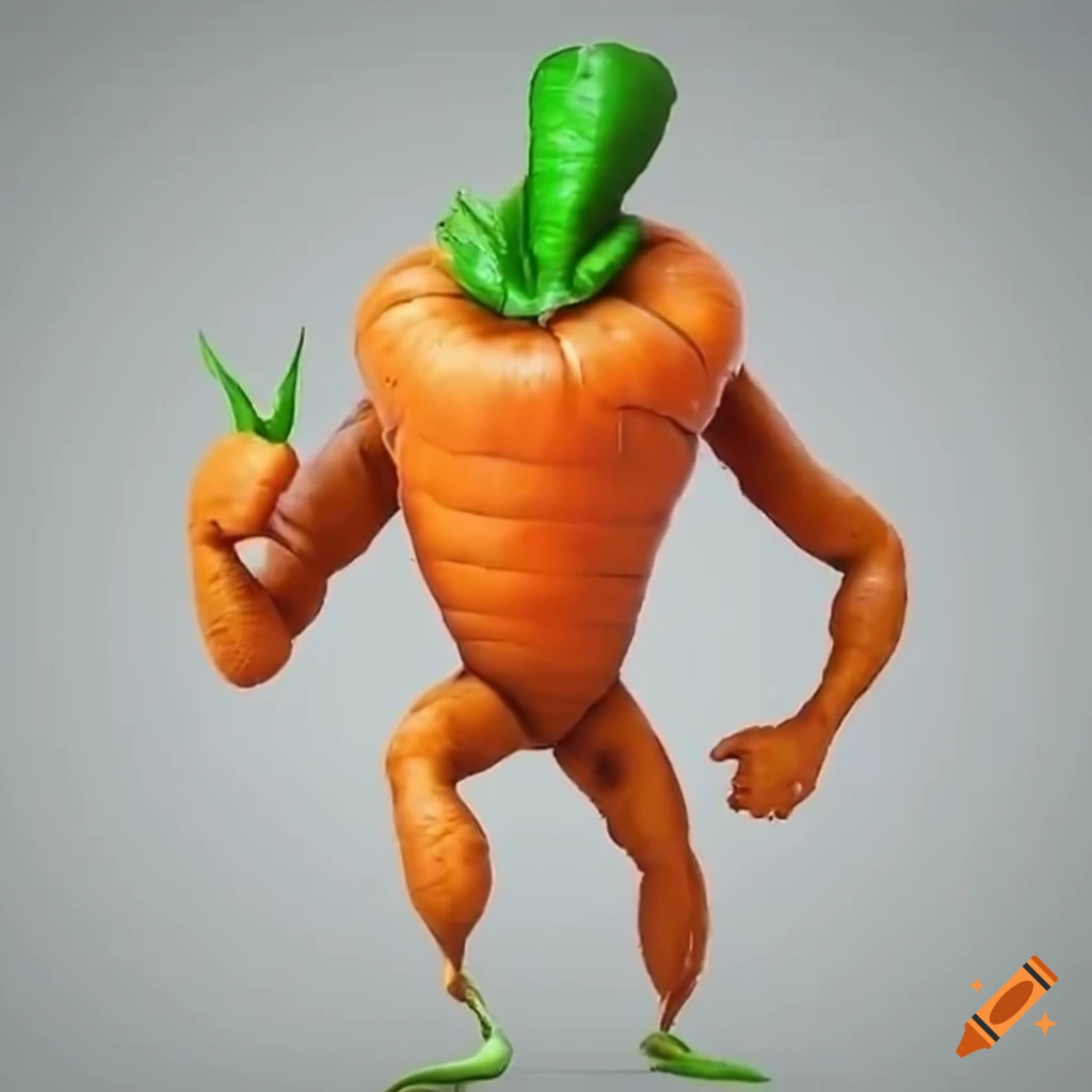 Muscular carrot character flexing on Craiyon