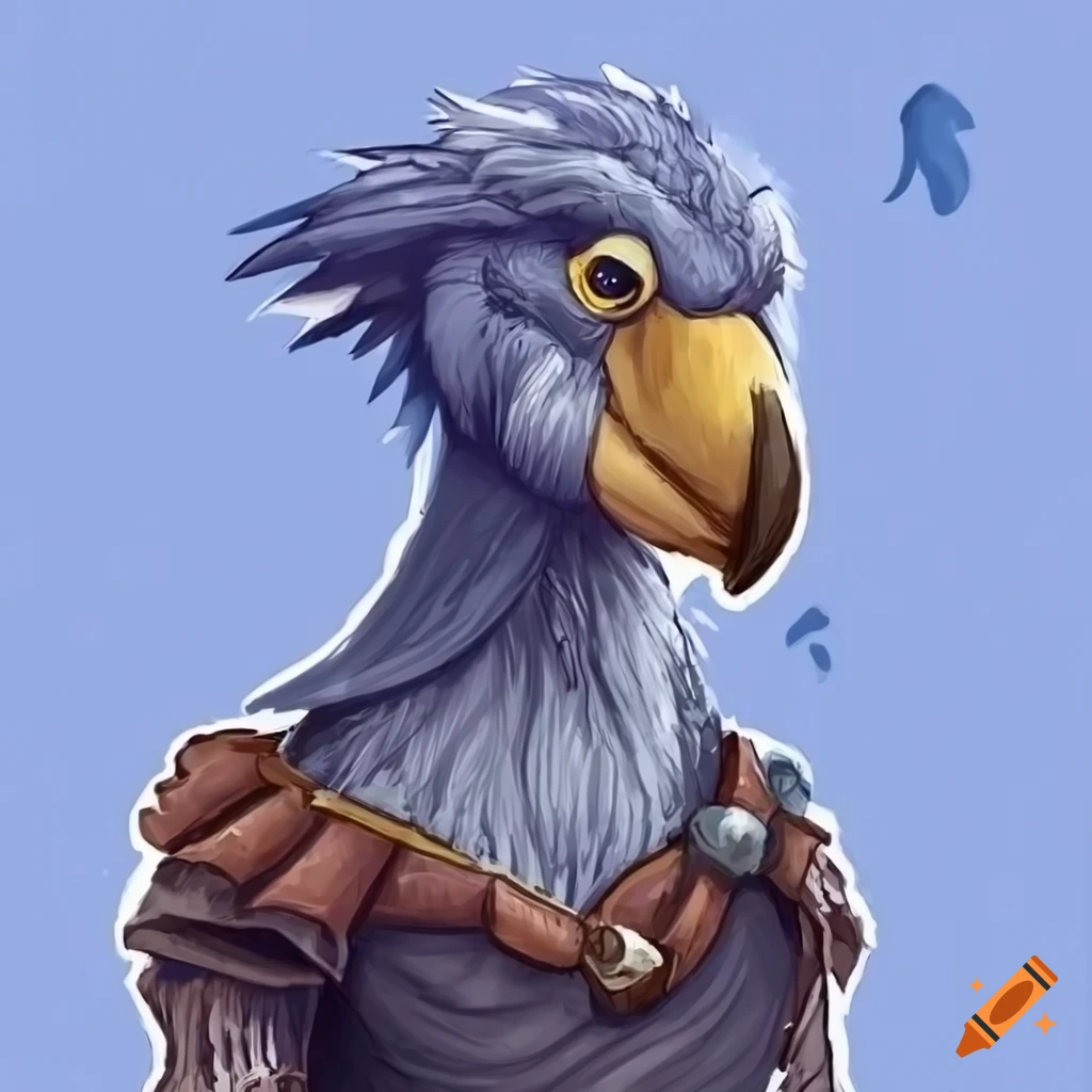 Shoebill bird dnd fighter character on Craiyon
