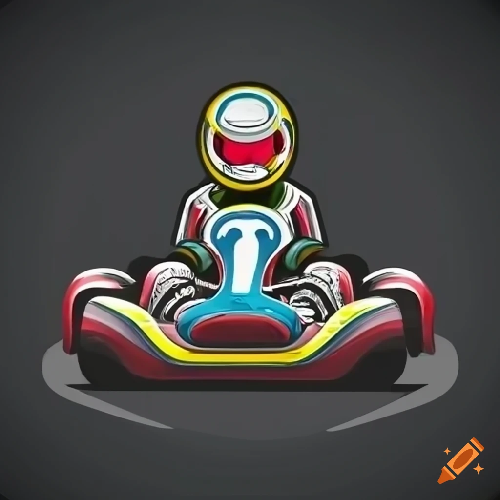 Sleek high-octane racing karting team logo with bold colors and sharp ...