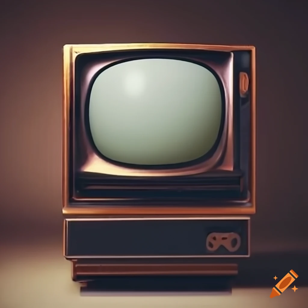 Close-up of an old square tv screen from the front view on Craiyon