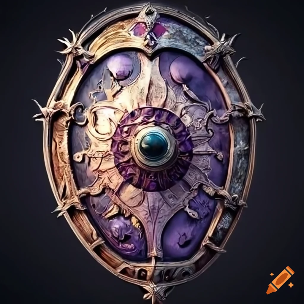Intricate magical fantasy shield on Craiyon