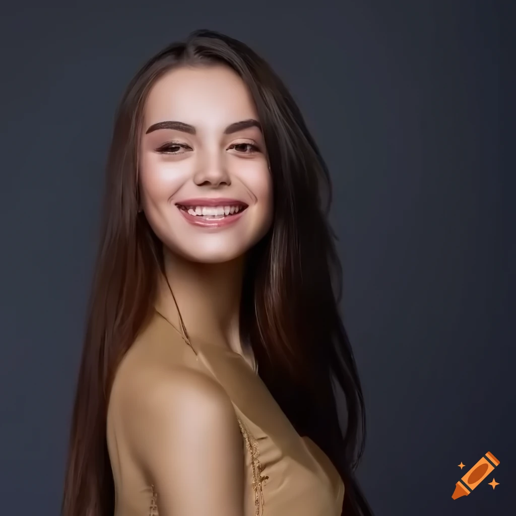 Studio quality photograph of a young woman with a simple skirt and ...