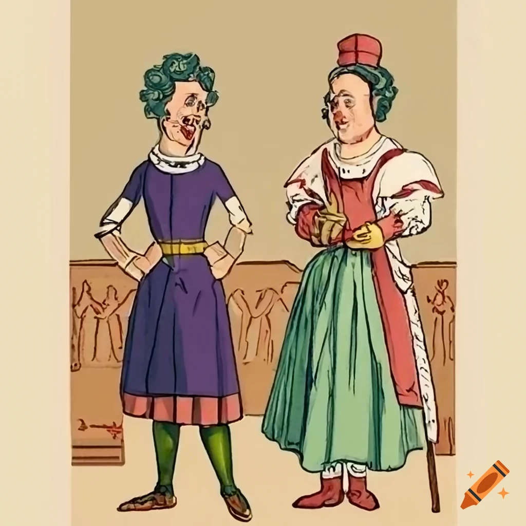 Illustrated characters of portuguese colonial style on Craiyon