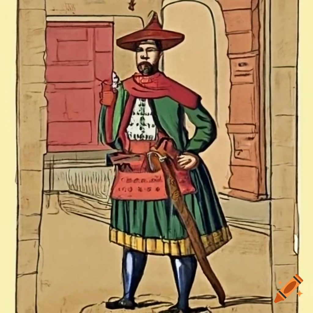 Illustrated characters of portuguese colonial style on Craiyon