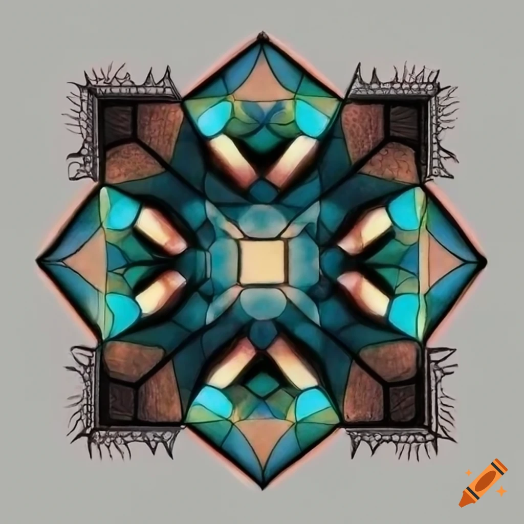 Symmetrical black stained glass art with balanced shapes on Craiyon