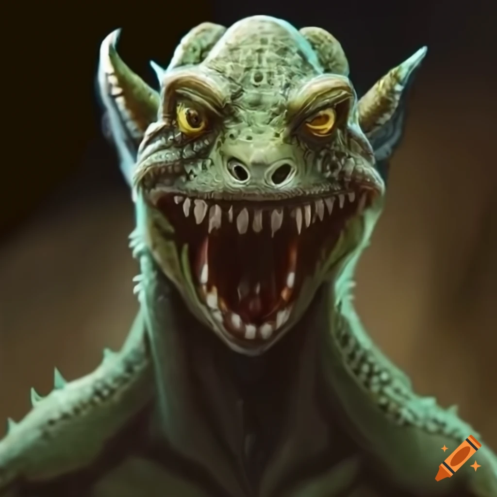 Smiling lizardfolk portrait on Craiyon