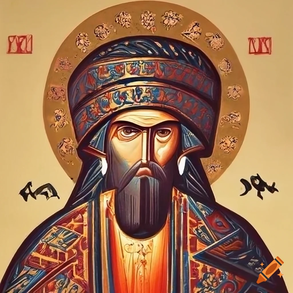 Depiction of baha'ullah in byzantine icon style on Craiyon